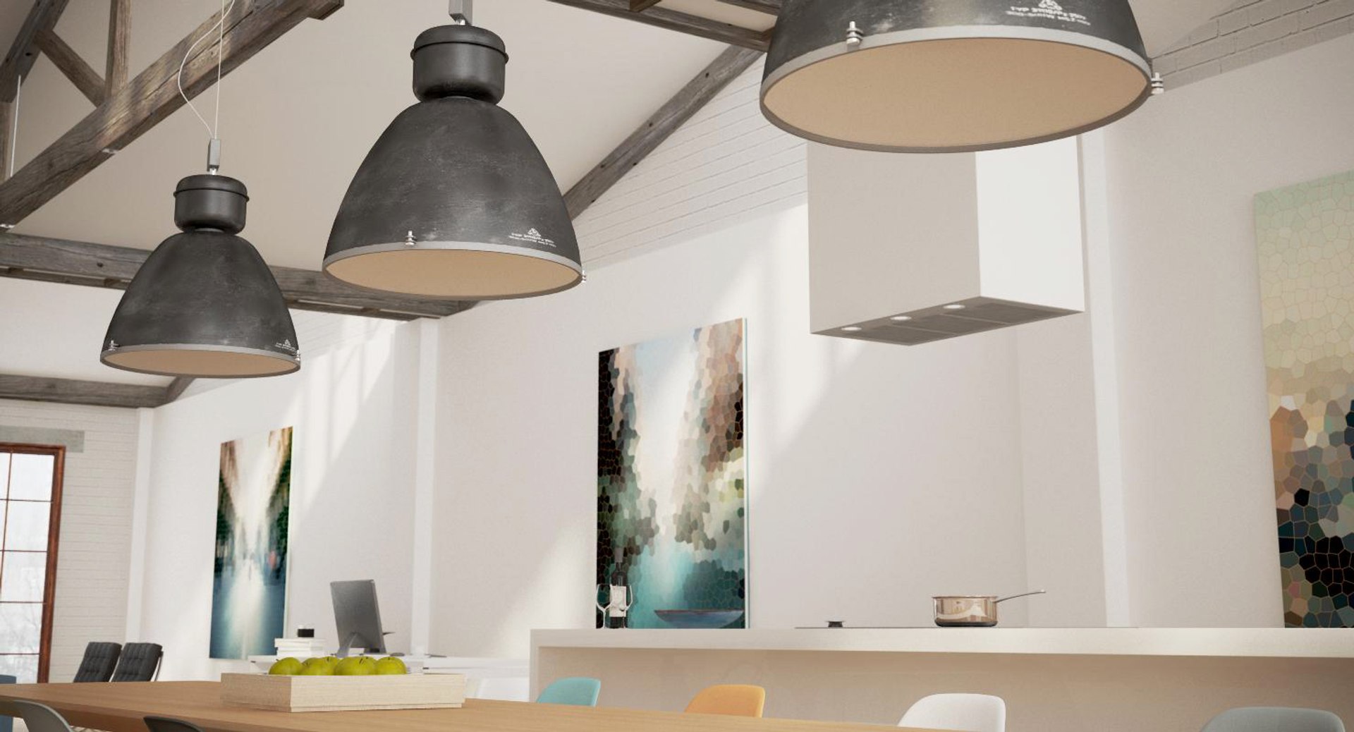 Loft Style Living Room 3d Max