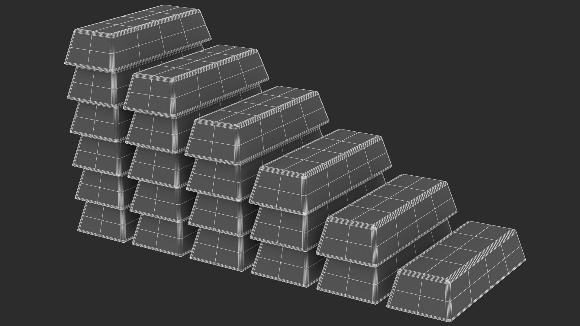 3D Model Gold Bar Stepped Stack - TurboSquid 2267271