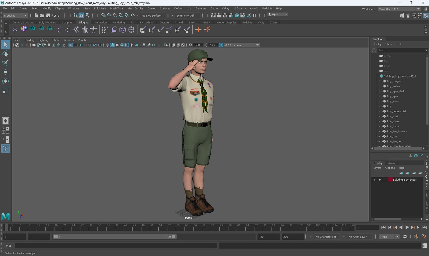 3D Saluting Boy Scout - TurboSquid 2406158