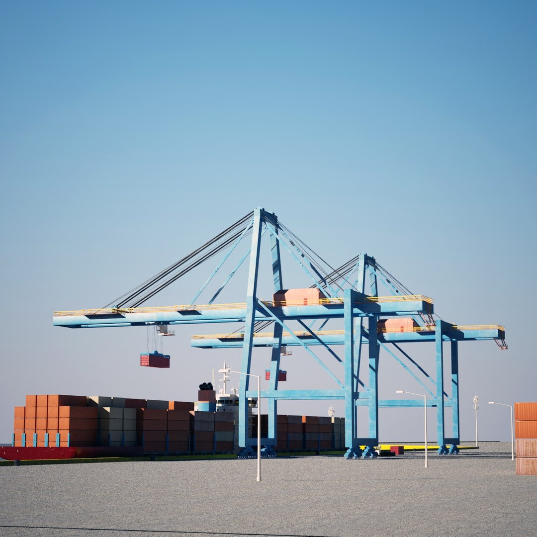 3d container terminal scene