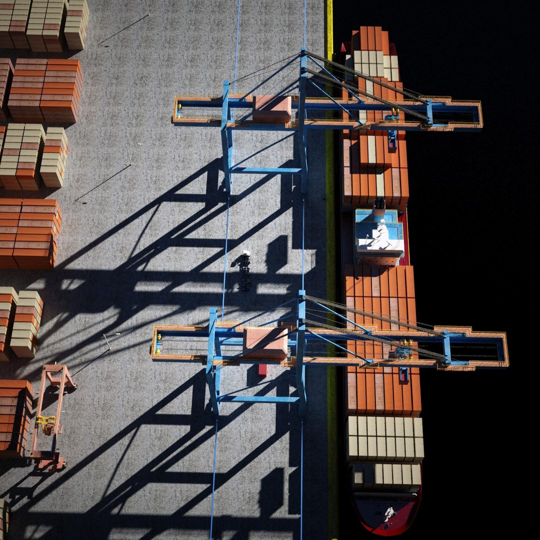 3d container terminal scene