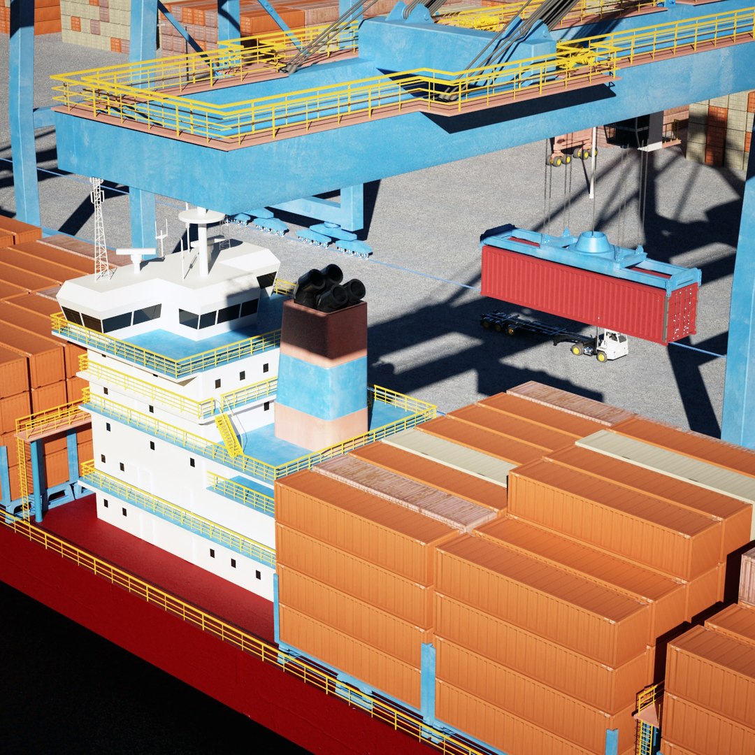3d container terminal scene