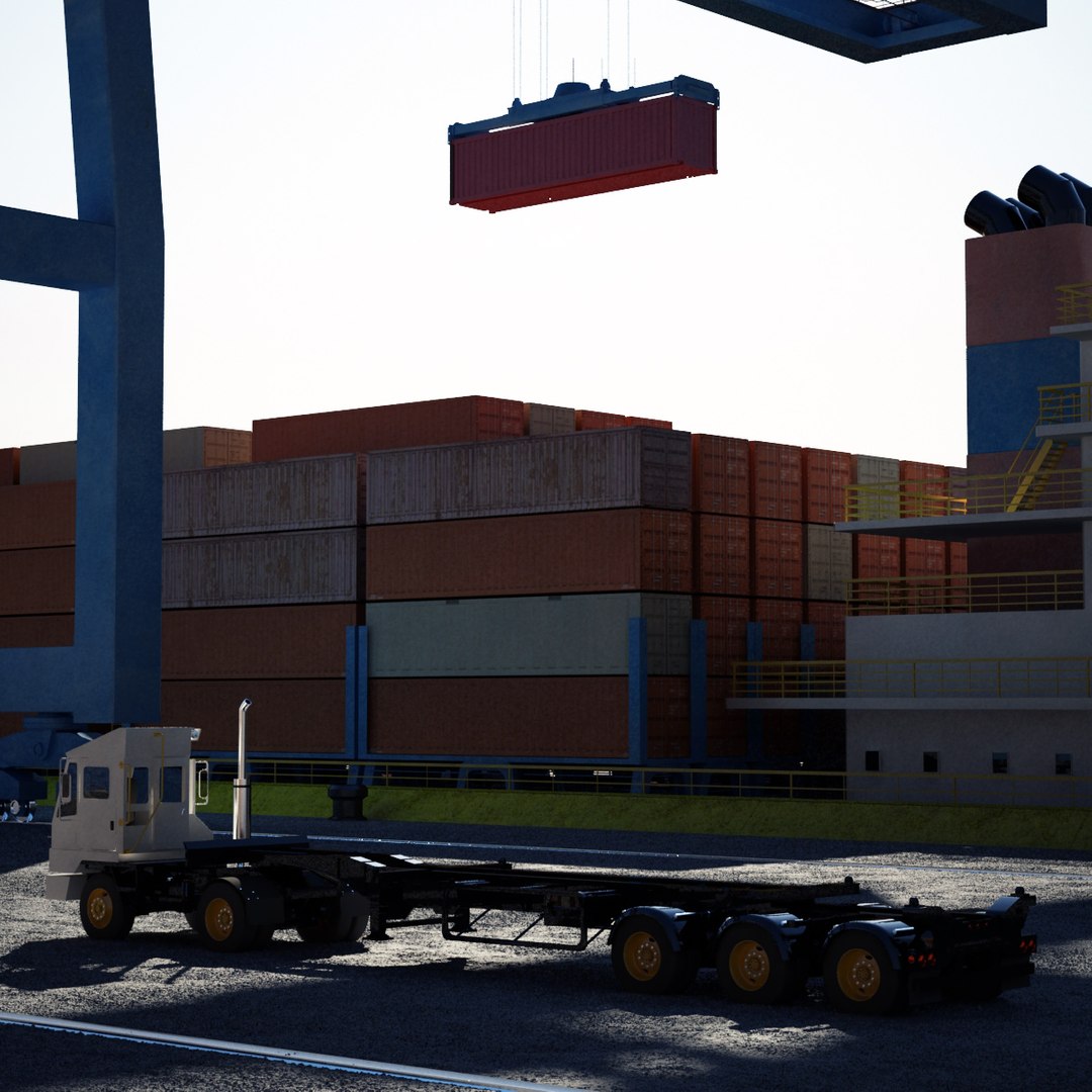 3d container terminal scene