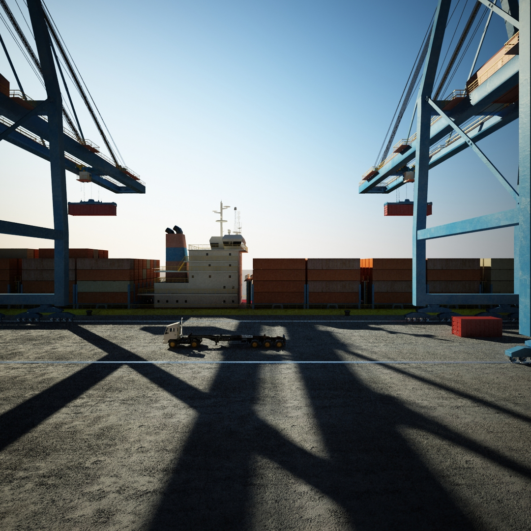 3d container terminal scene