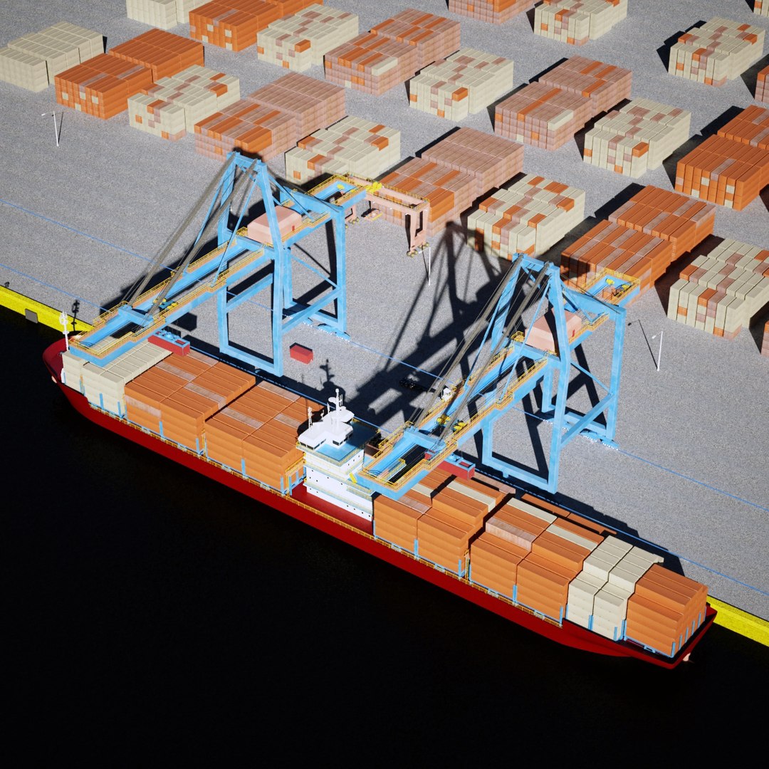 3d container terminal scene