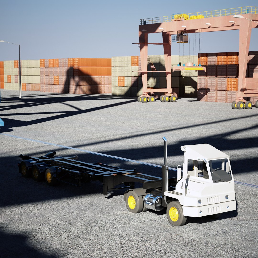 3d container terminal scene