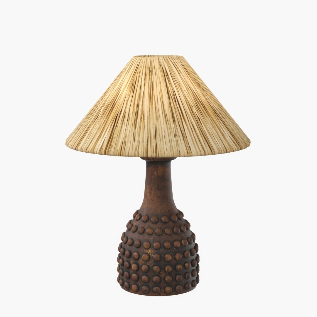3D Terracotta Base Raffia Shade Table Lamp - TurboSquid 2228013