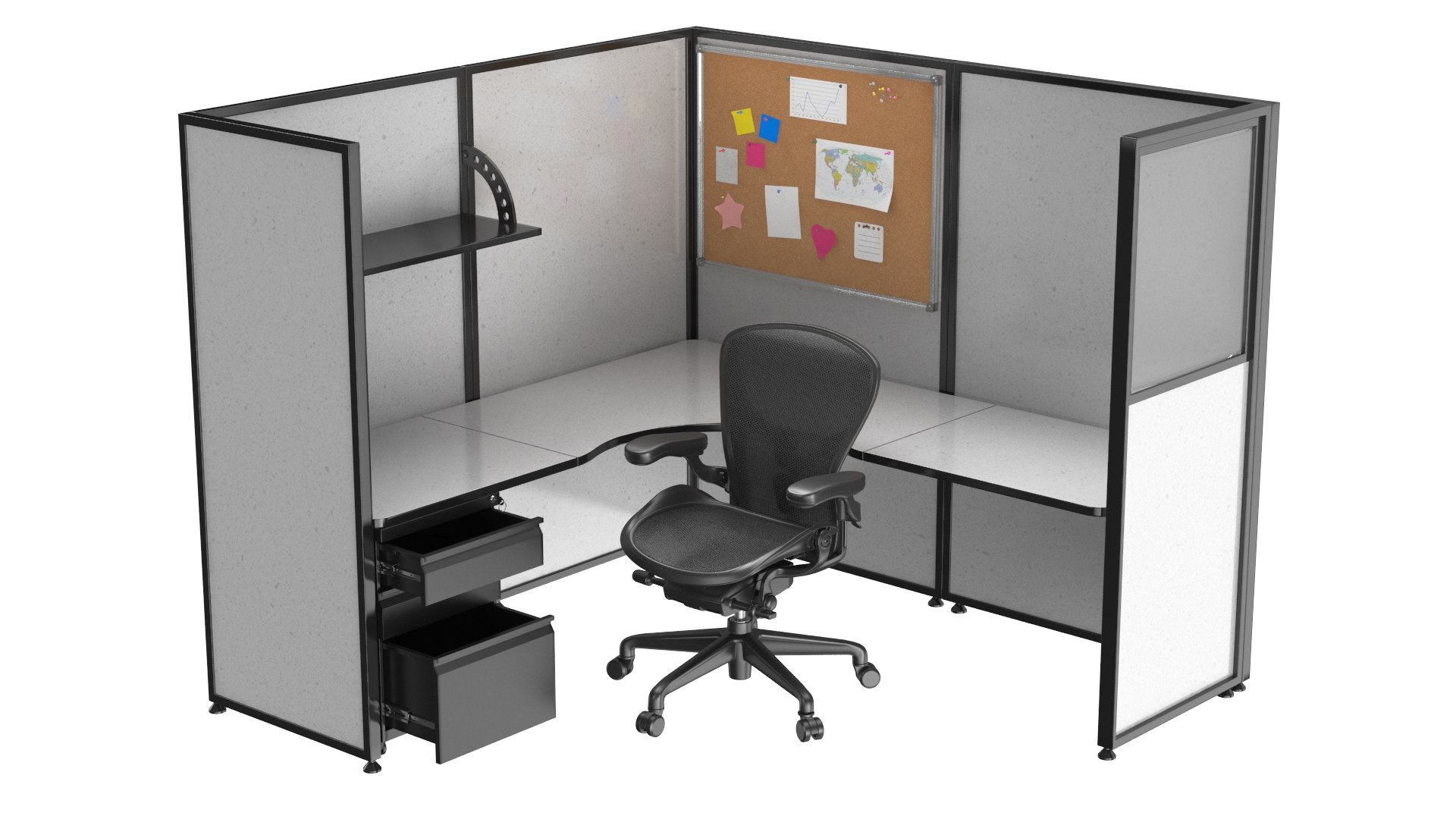 Detailed Cubicle With Chair 3D - TurboSquid 2009191