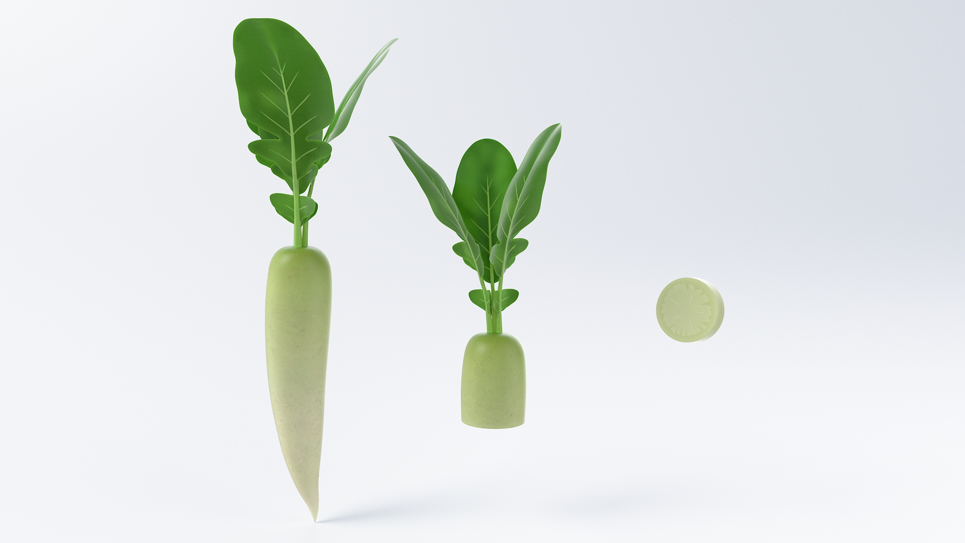 Cartoon White Radish model - TurboSquid 2074416