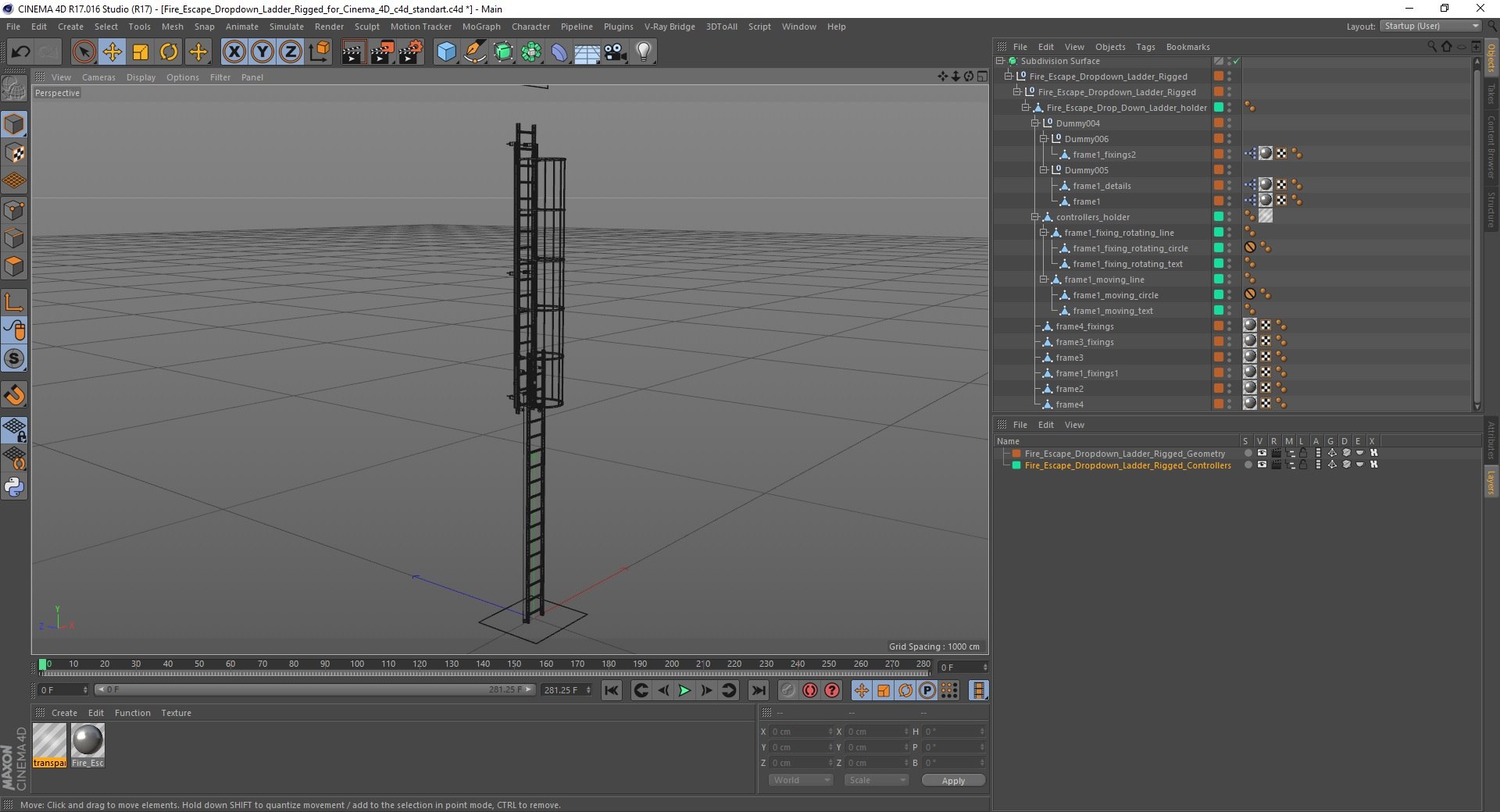 Fire Escape Dropdown Ladder Rigged for Cinema 4D 3D model - TurboSquid ...