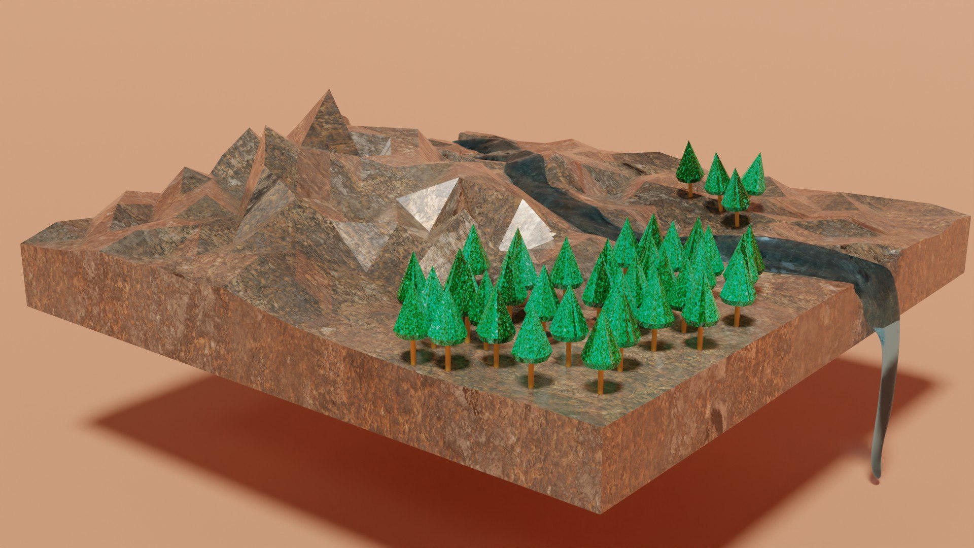 Rocky Landscape With River And Trees 3D Model - TurboSquid 2037120