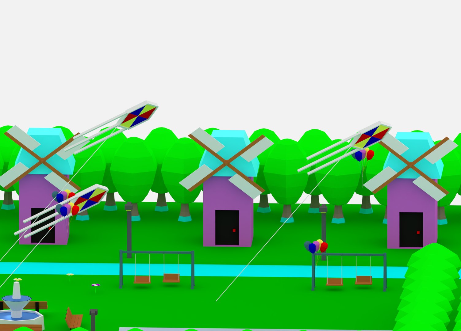 3D Simple Cartoon Park Package - TurboSquid 1474963