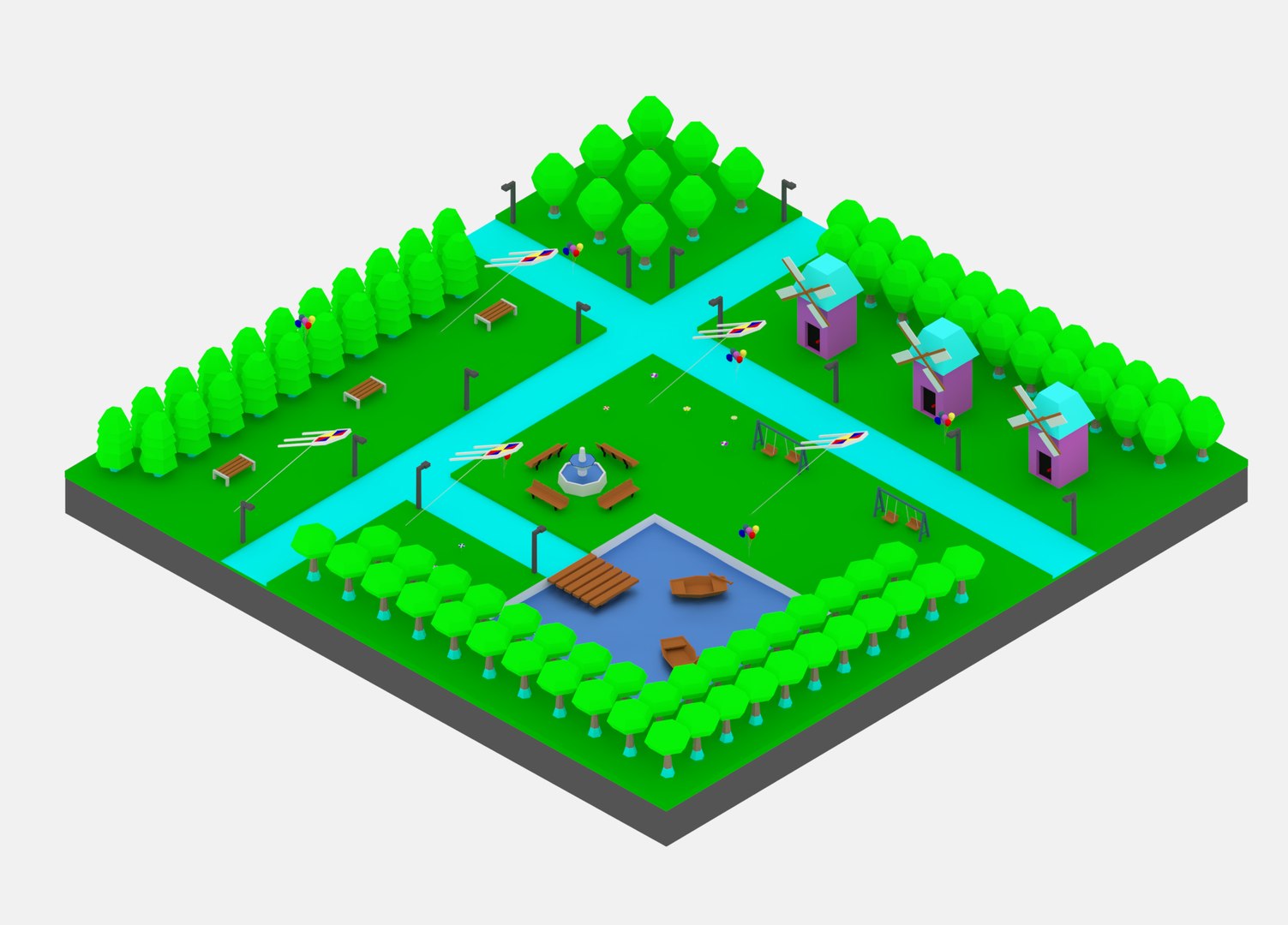 3D Simple Cartoon Park Package - TurboSquid 1474963