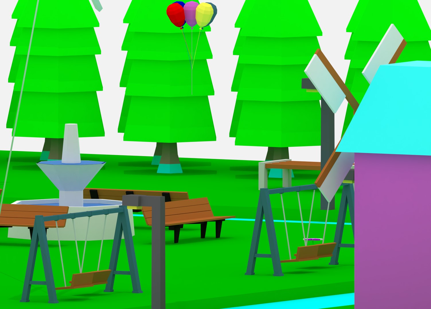 3D Simple Cartoon Park Package - TurboSquid 1474963