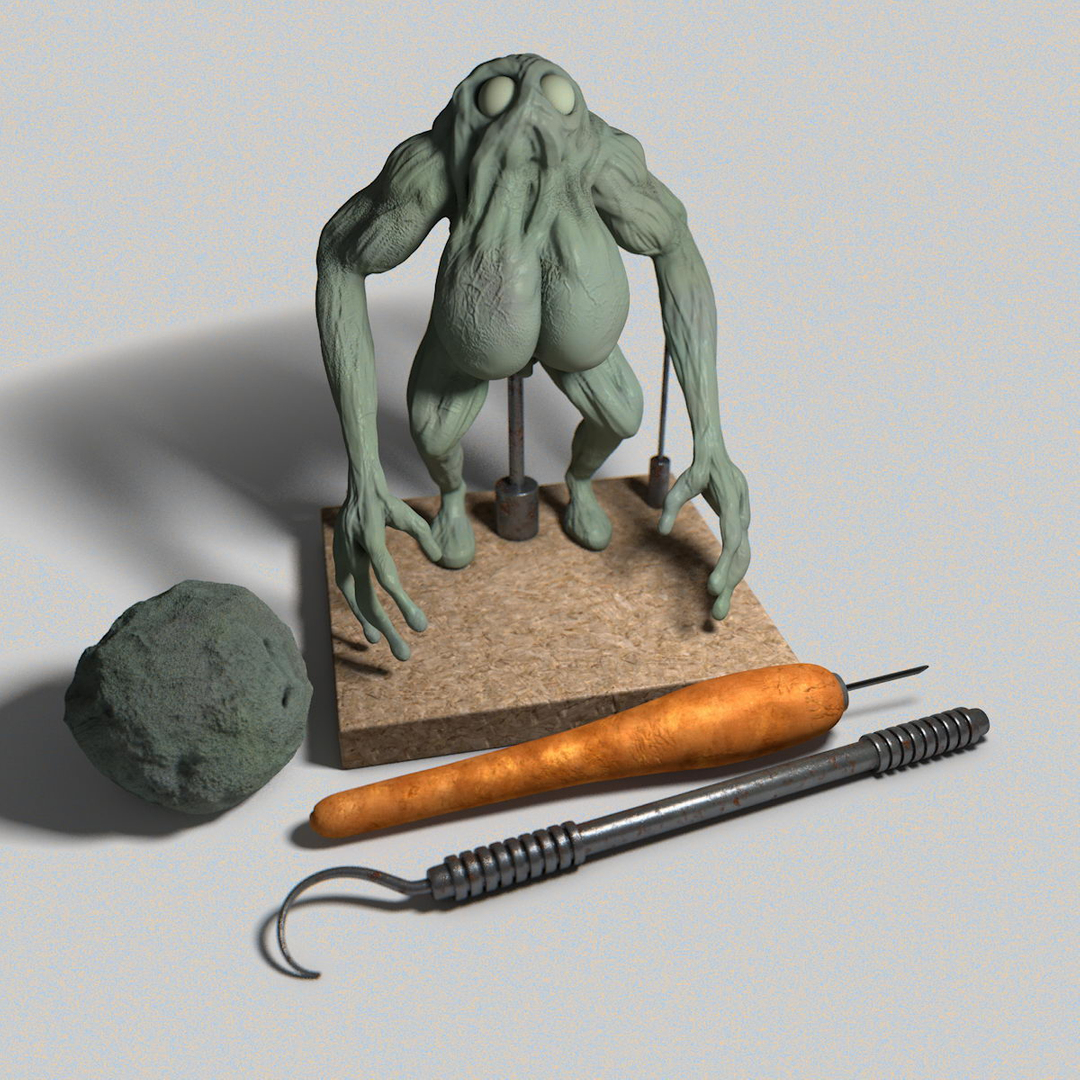 3d model monster tool clay