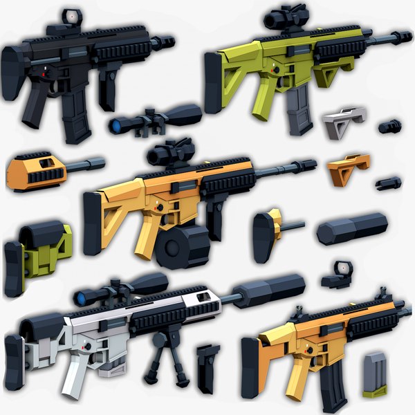 modelo 3d Rifle ACR modular estilizado Low Poly listo para dispositivos ...
