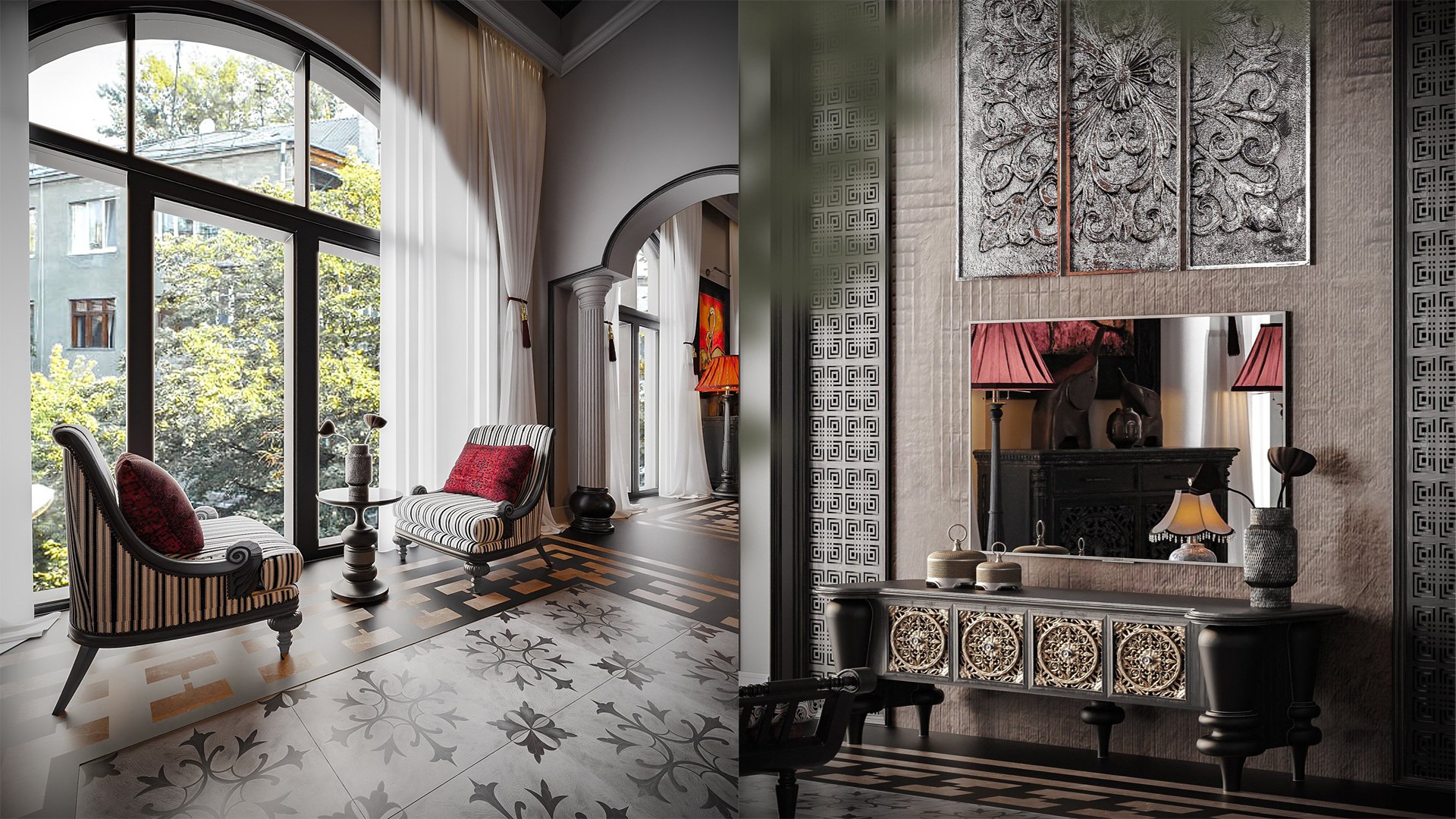 Indochine Interior-Living And Entertaining Spaces-Sneechvn-MAX FBX OBJ Simlab DAE Blender 3D ...