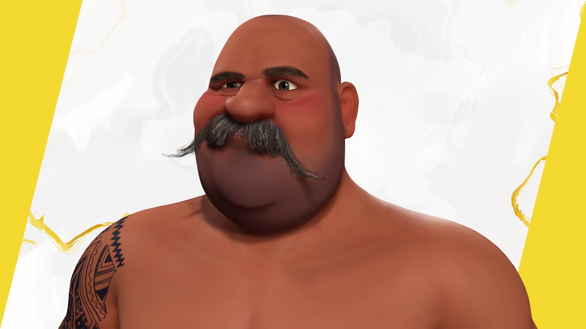 3D Cartoon Muscular Farmer With Tattoo And Moustache Model - TurboSquid ...