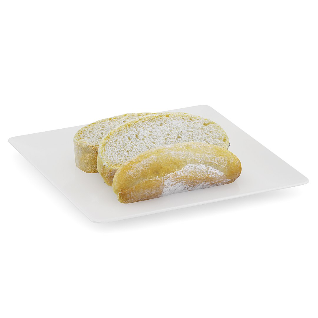 sliced white bread plate 3d model