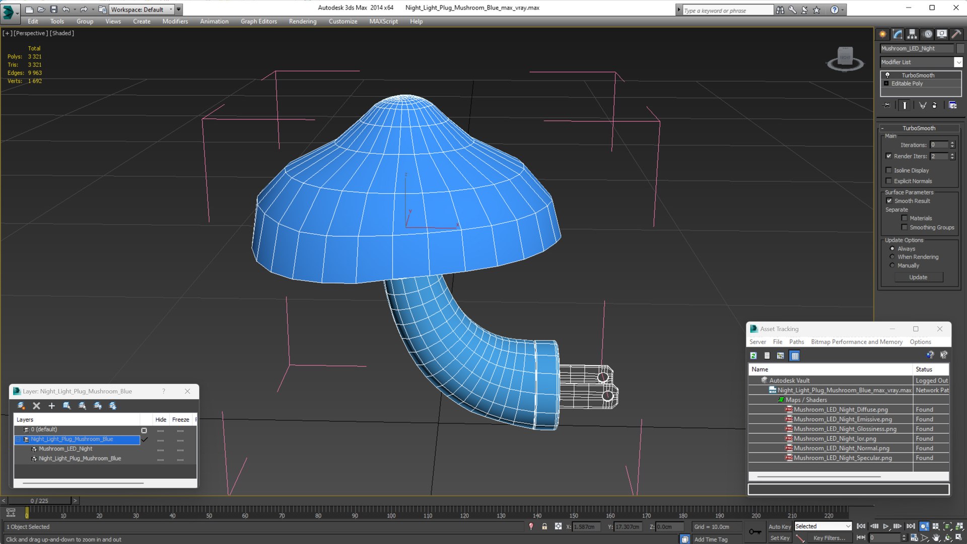 Night Light Plug Mushroom Blue 3D - TurboSquid 2149406