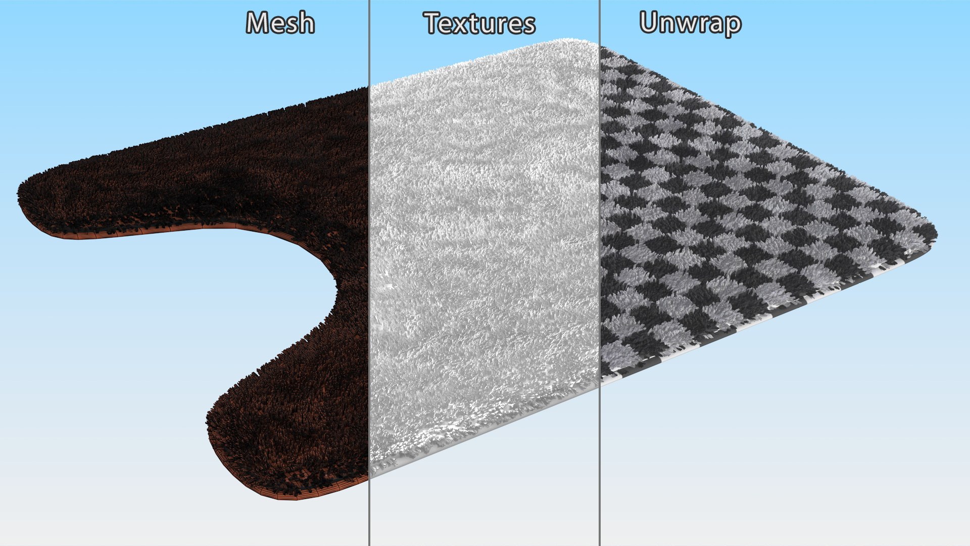 3D Model White Bathroom Contour Rug Fur - TurboSquid 2054582