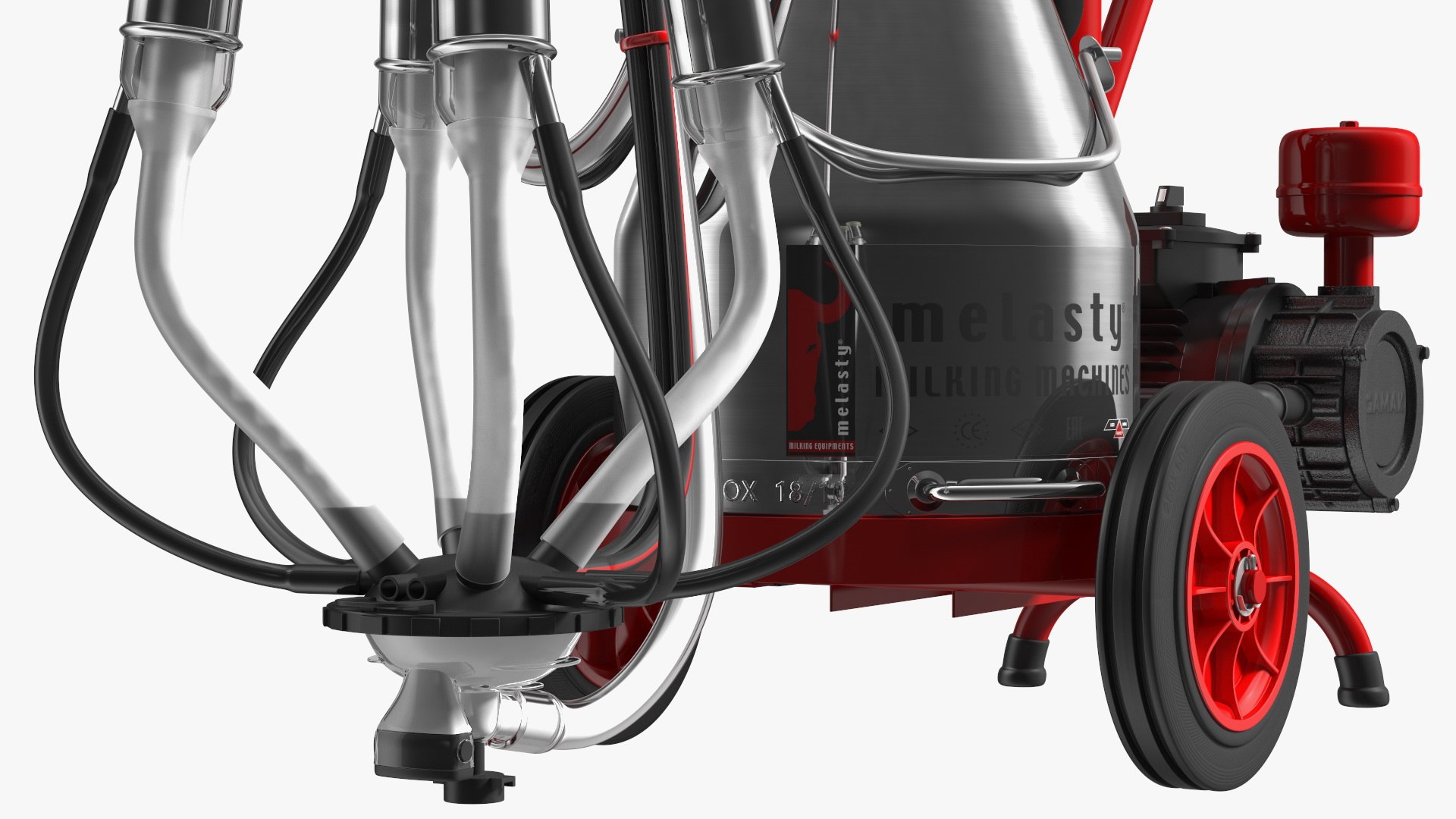3D Milking Machine With Cow And Milk Bucket Collection Model ...