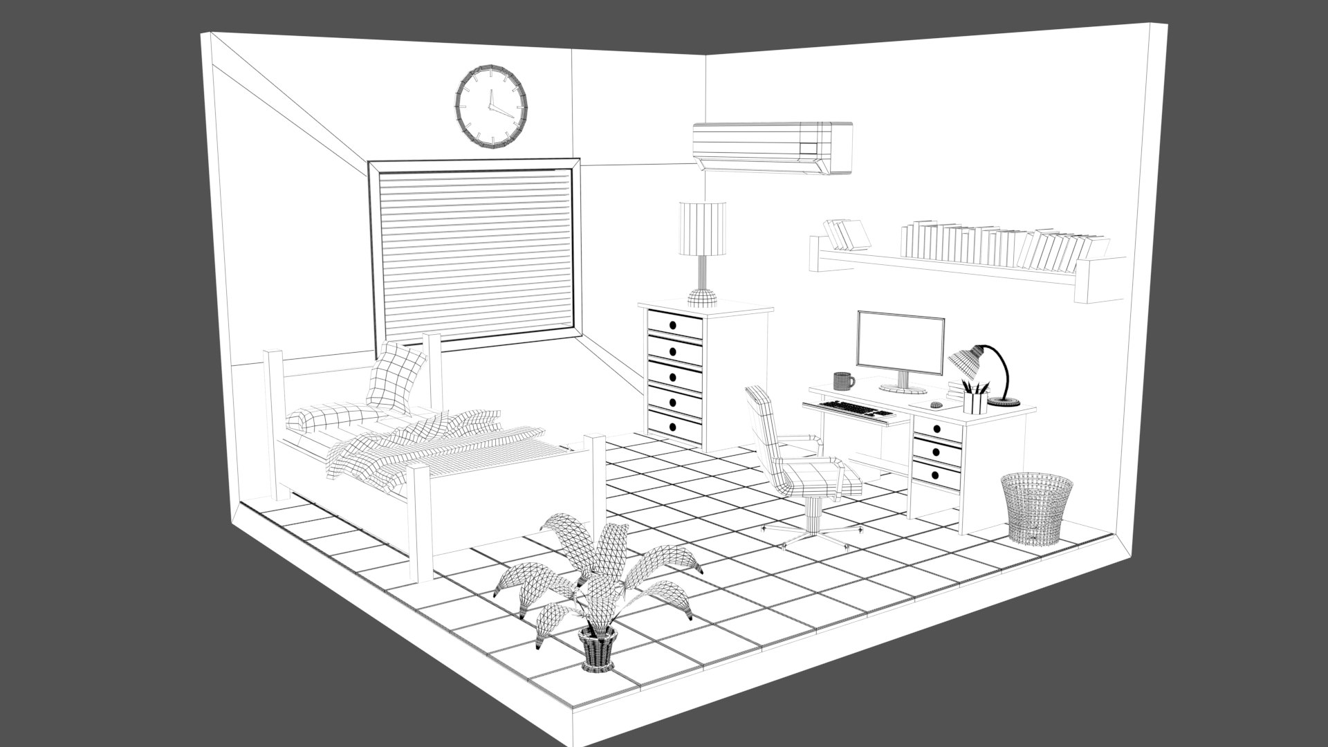 3D Isometric Bedroom - TurboSquid 1901686