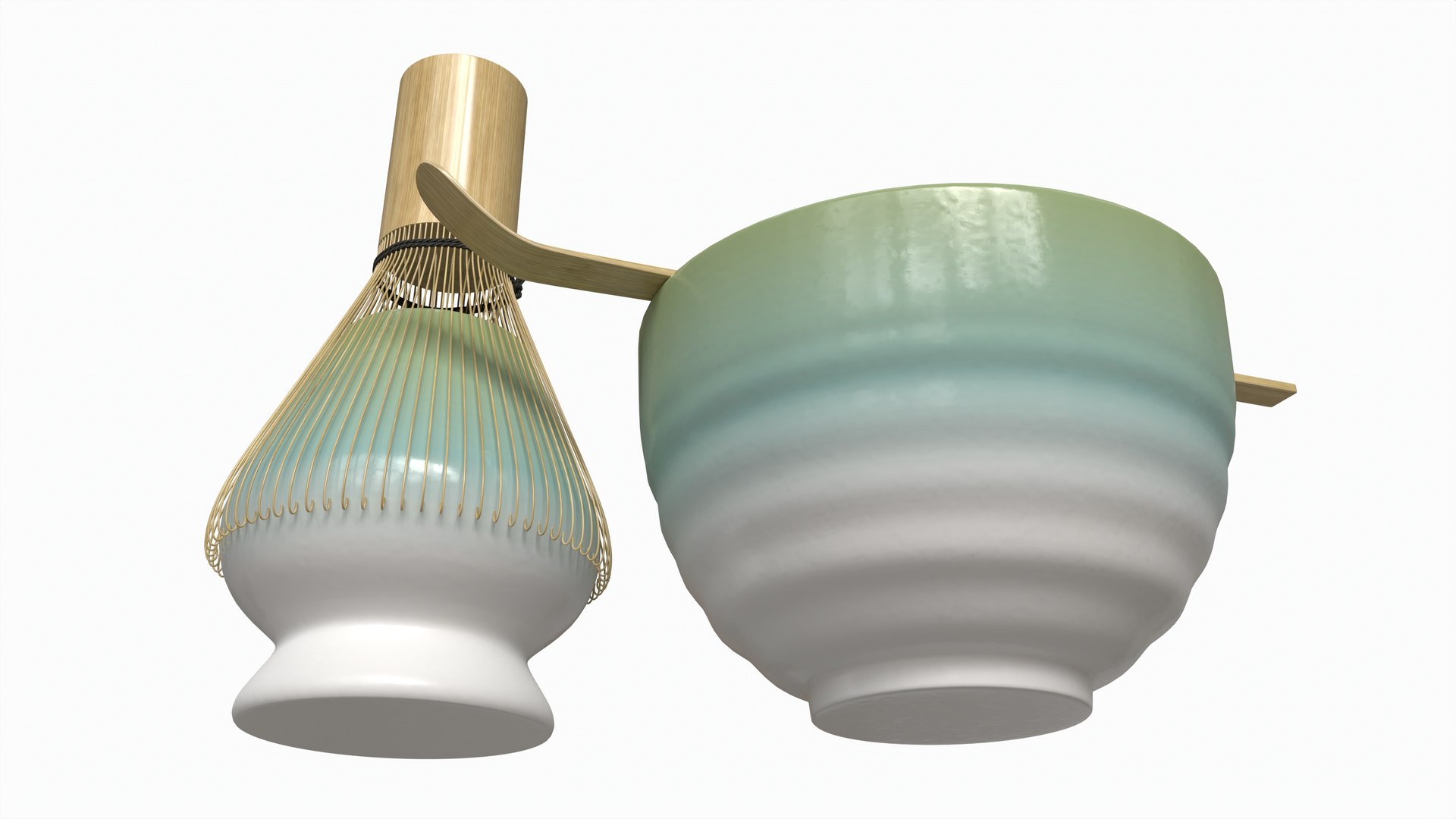 Matcha Tea Accessory Set Whisk Spoon Bowl 3D Model - TurboSquid 2130092