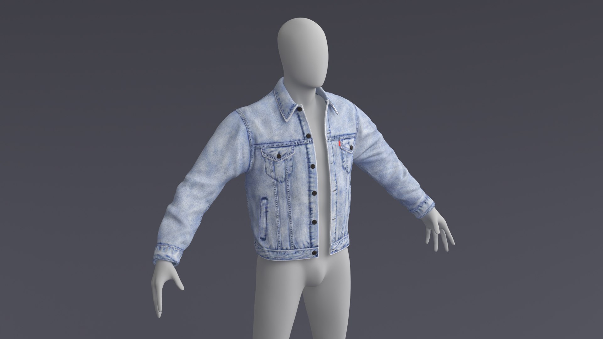 3D Unbuttoned Trucker Jeans Jacket Levis For Men - TurboSquid 2392424