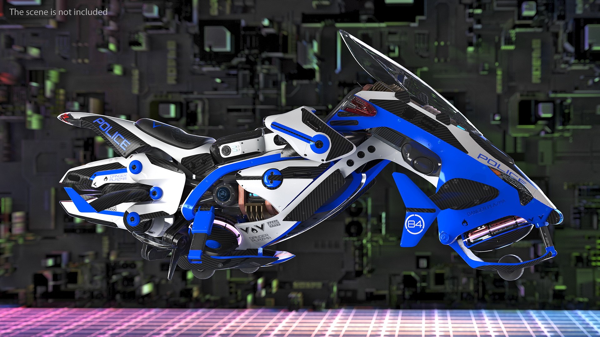Scifi Fly Motorcycle Police Rigged For Cinema 4D 3D Model - TurboSquid 2028670
