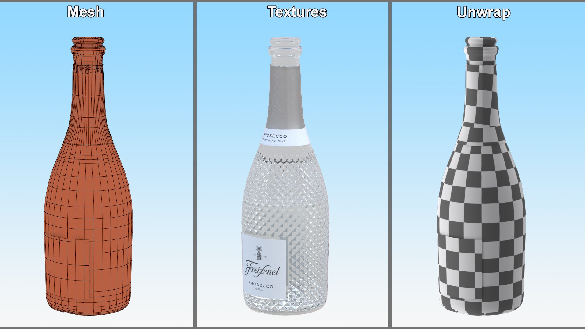 Opened Freixenet Prosecco Sparkling Wine Bottle 3D - TurboSquid 2293997
