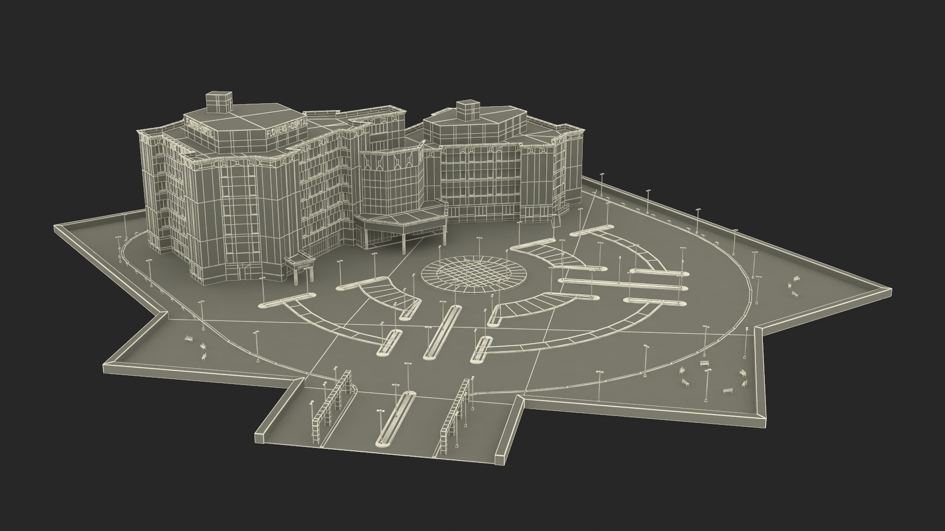 3D Modern Medical Center On Urban Site - TurboSquid 2384725