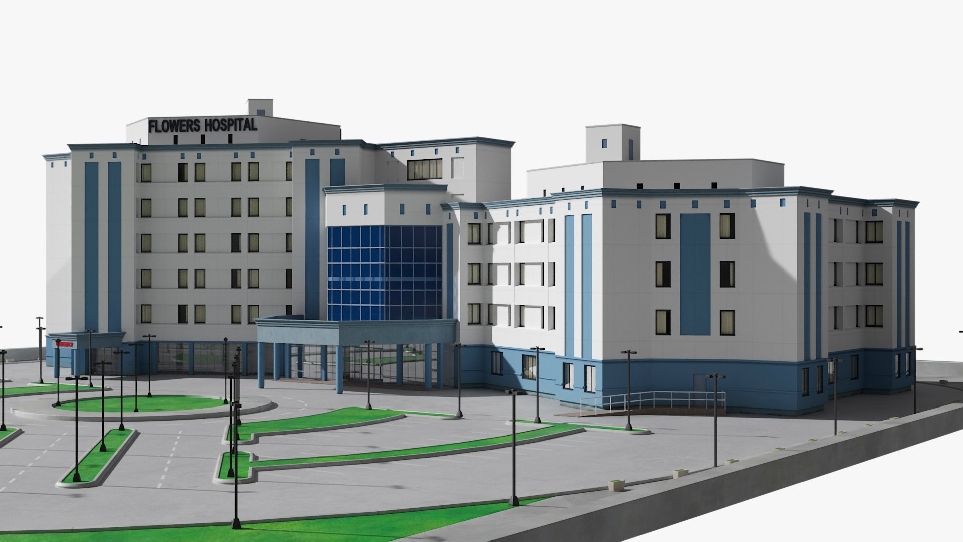 3D Modern Medical Center On Urban Site - TurboSquid 2384725