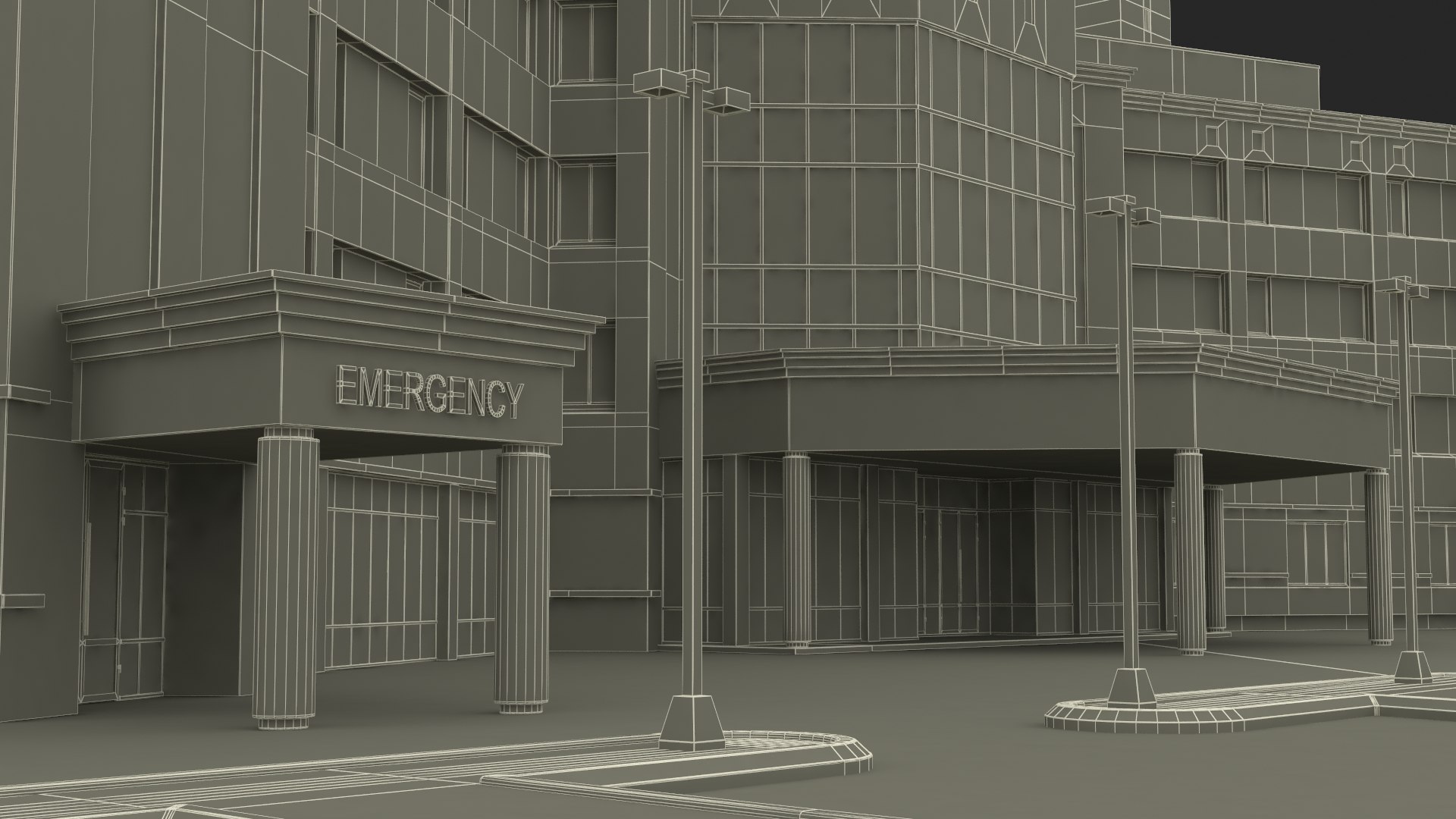 3D Modern Medical Center On Urban Site - TurboSquid 2384725