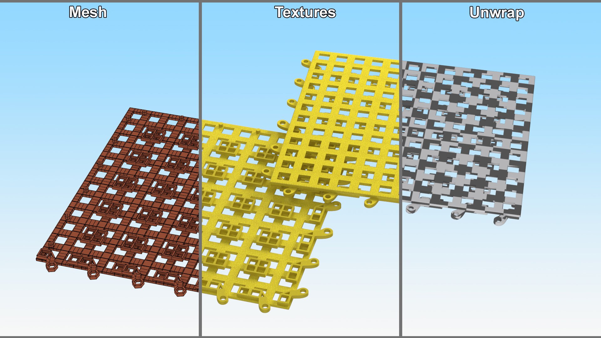 3D Plastic Floor Mat Tile Yellow Model - TurboSquid 2234694