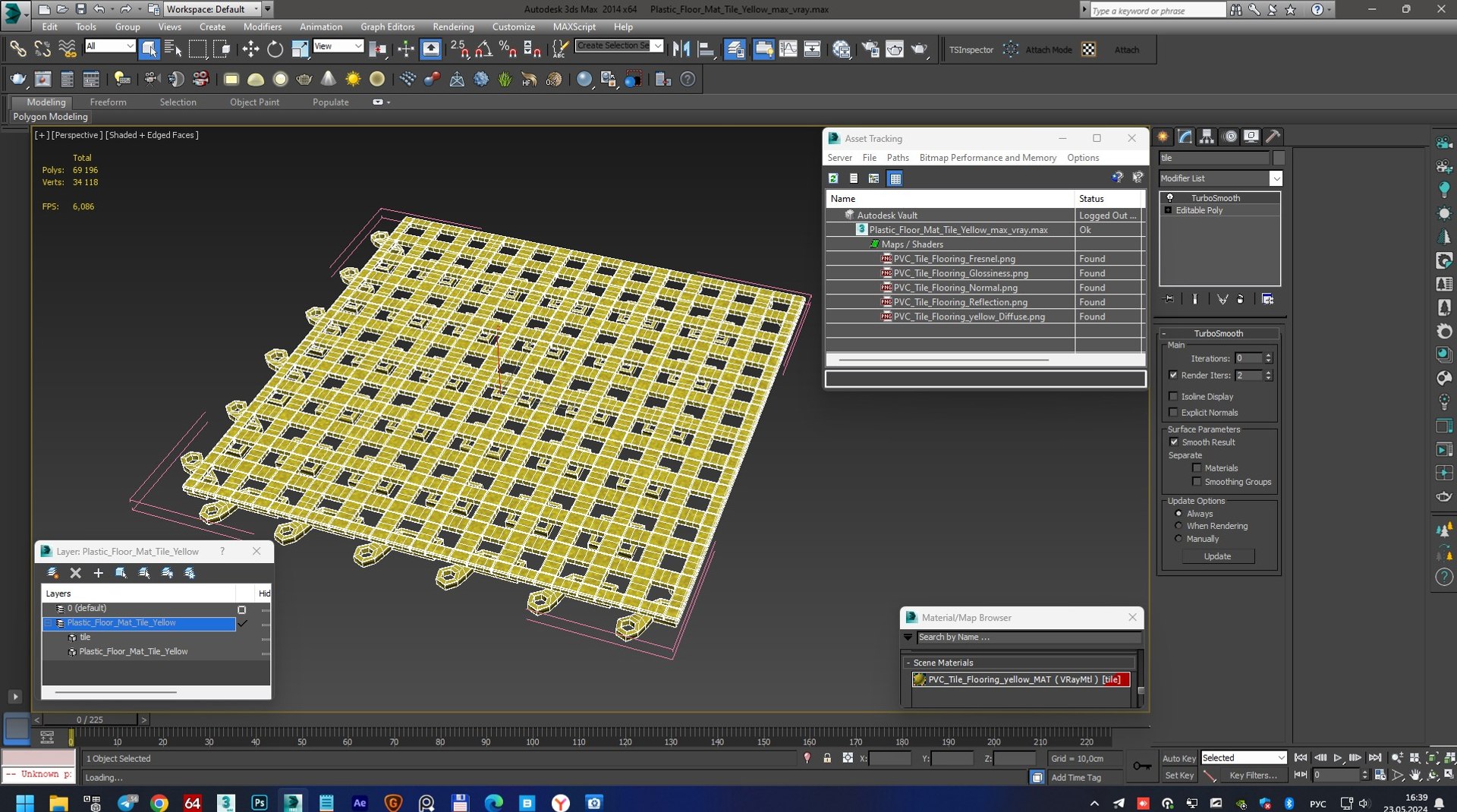 3D Plastic Floor Mat Tile Yellow Model - TurboSquid 2234694