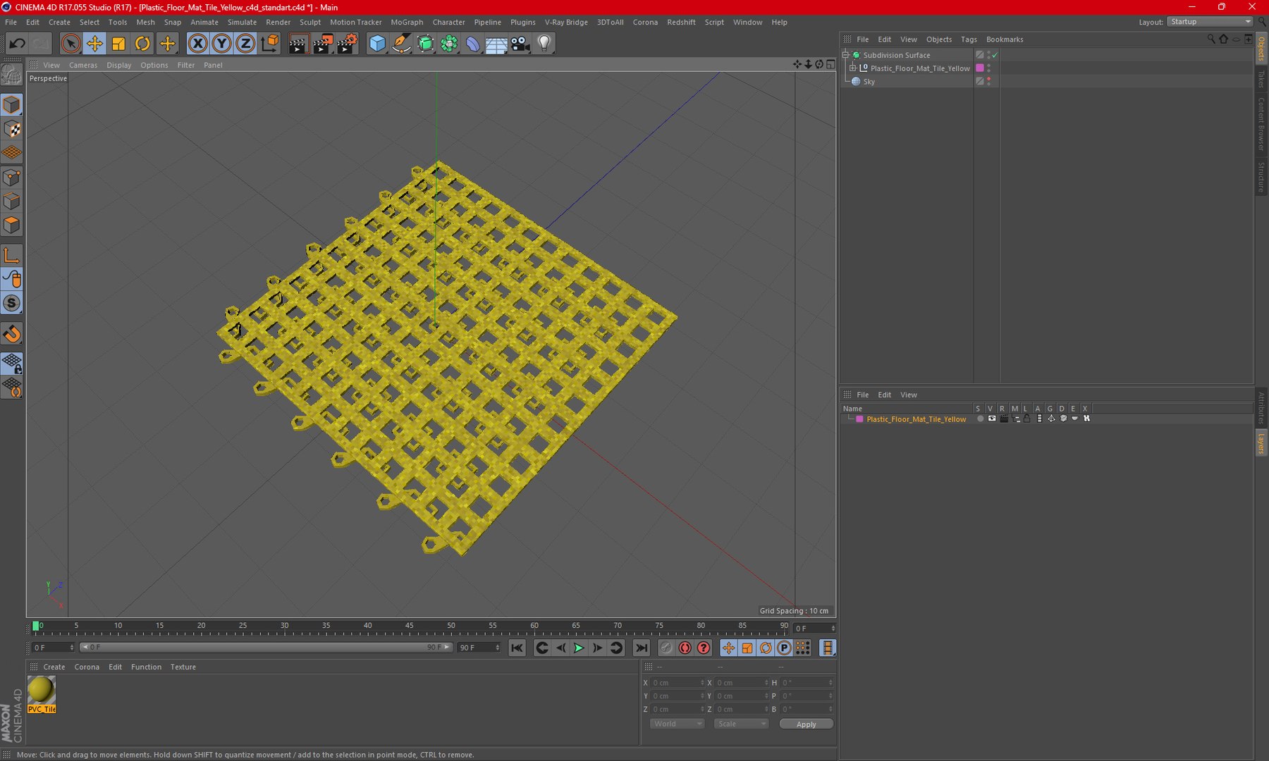 3D Plastic Floor Mat Tile Yellow Model - TurboSquid 2234694