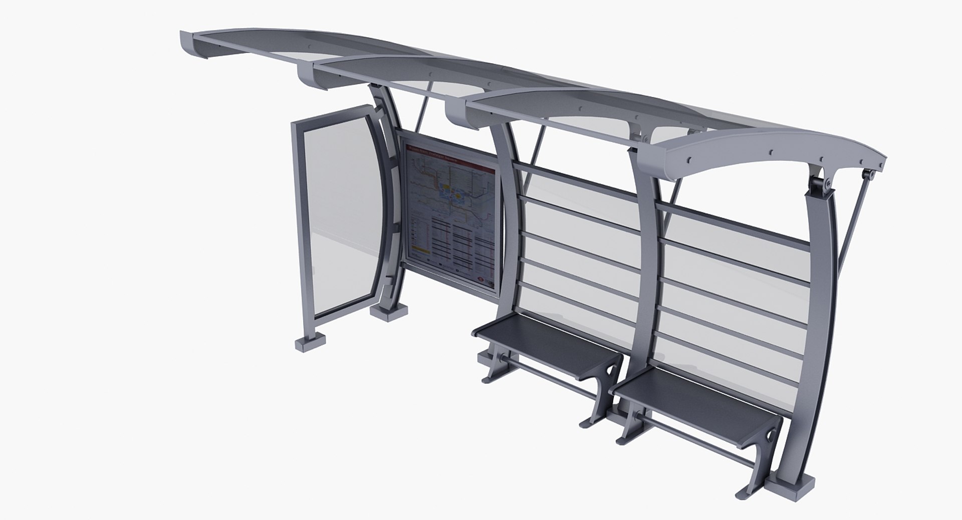 Modern Bus Stop Model - TurboSquid 1357306