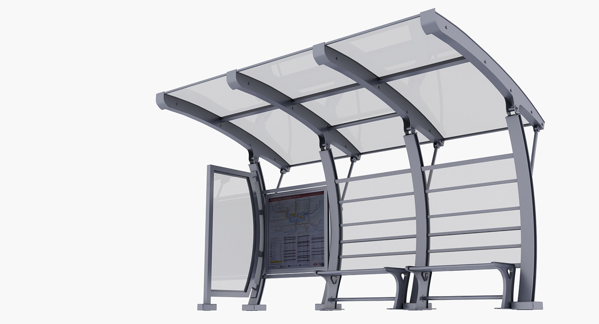 Modern Bus Stop Model - TurboSquid 1357306