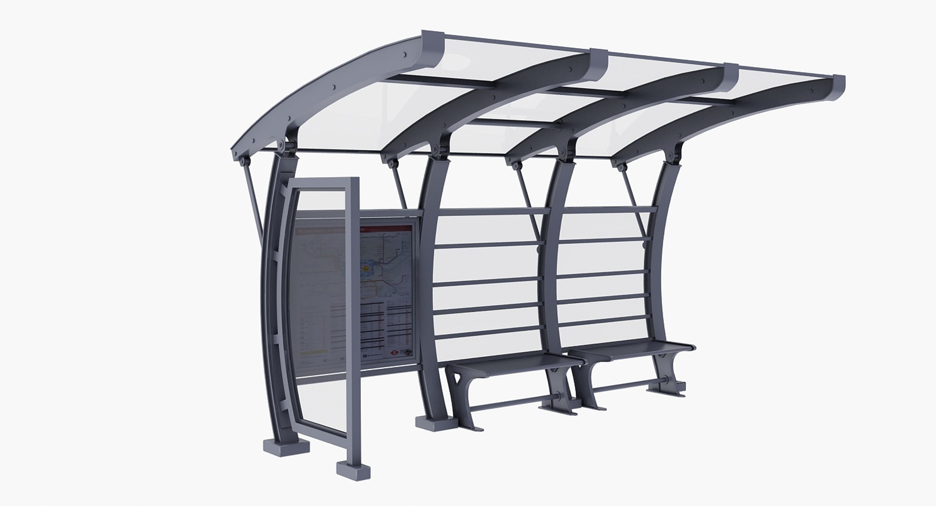 Modern Bus Stop Model - TurboSquid 1357306