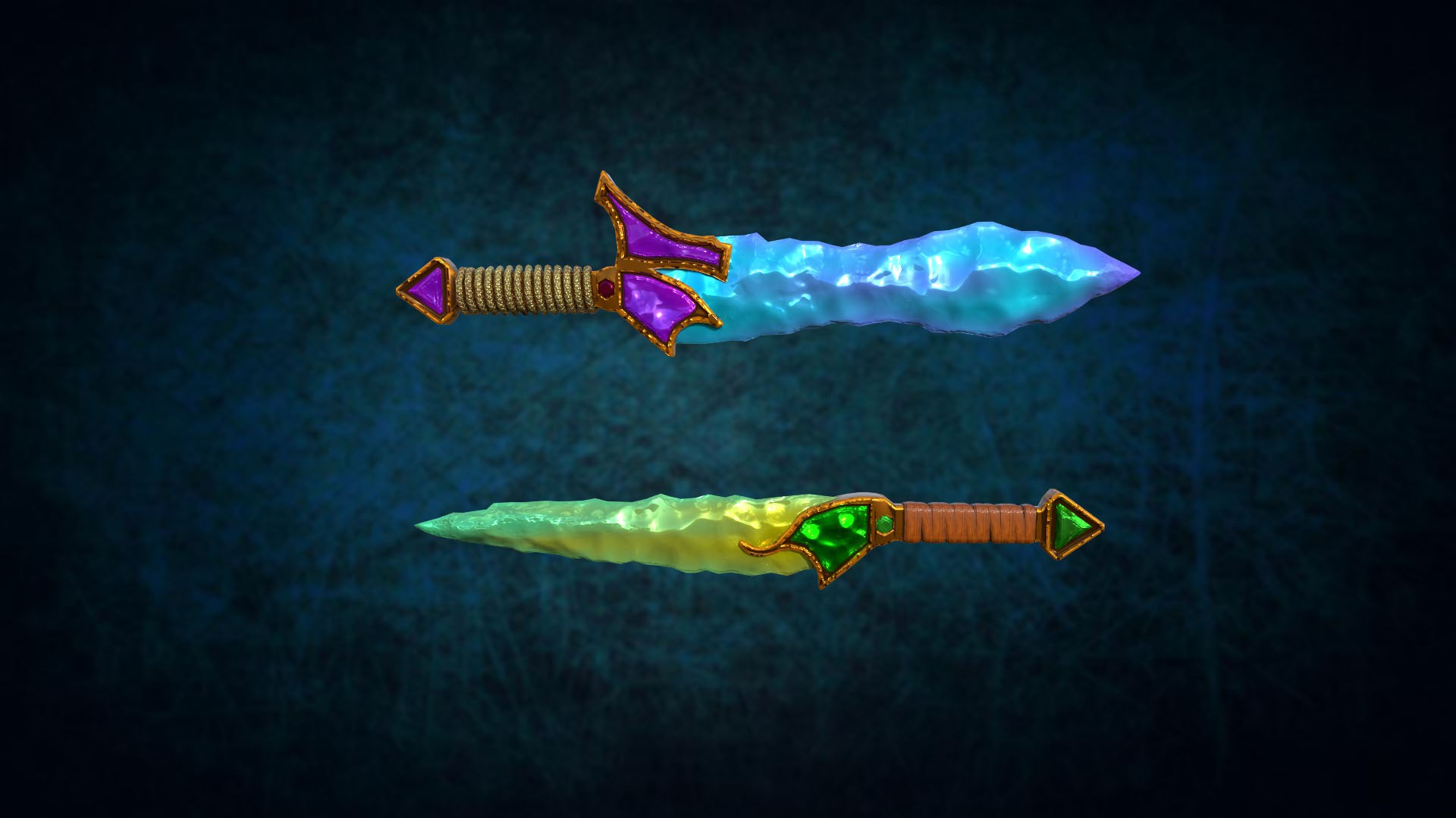 3D Model Stylized Fantasy Sword Dagger PBR Game Ready Low-poly 3D Model ...