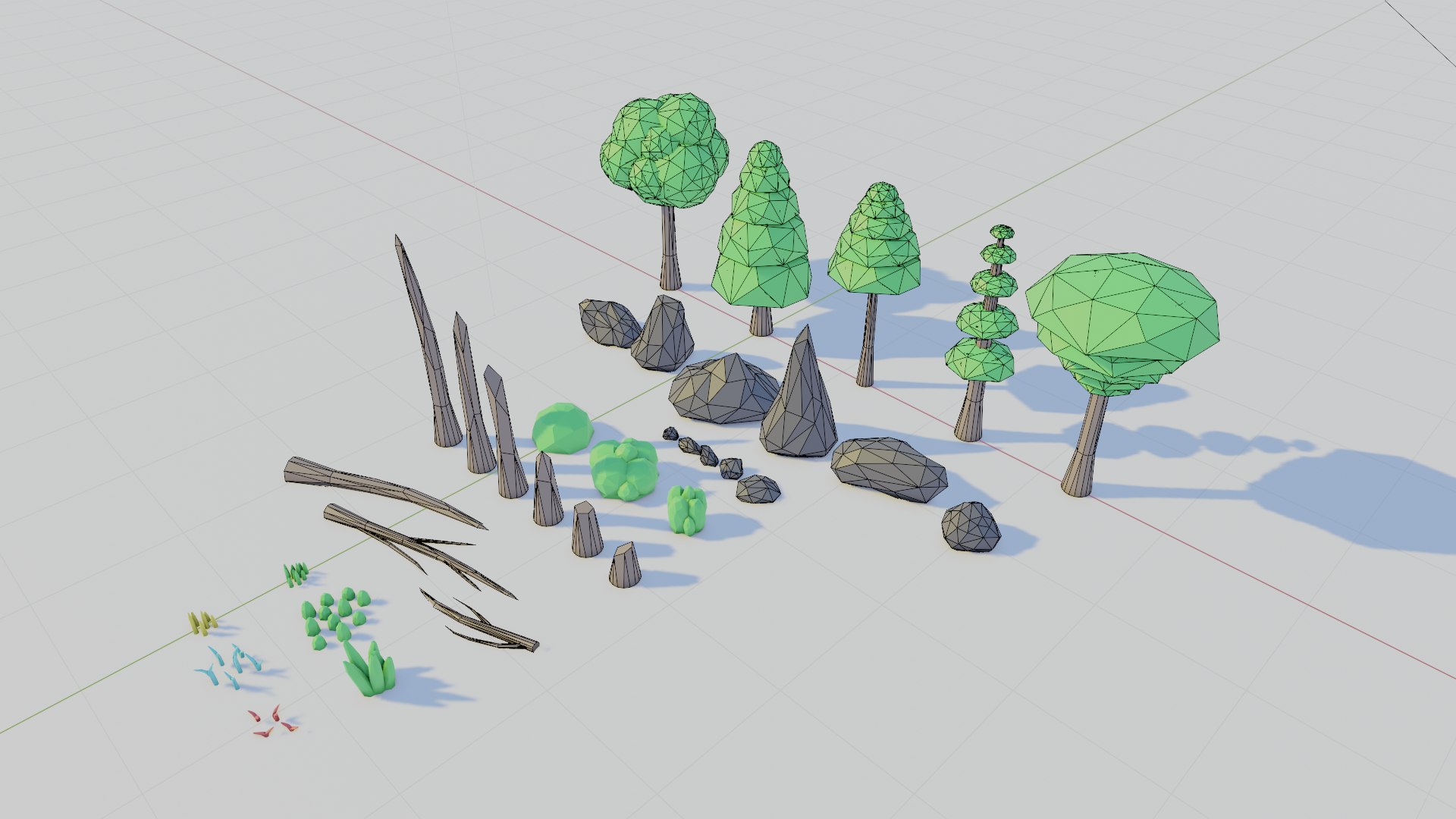 Low Poly Forest Assets Game-Ready Model - TurboSquid 1770551