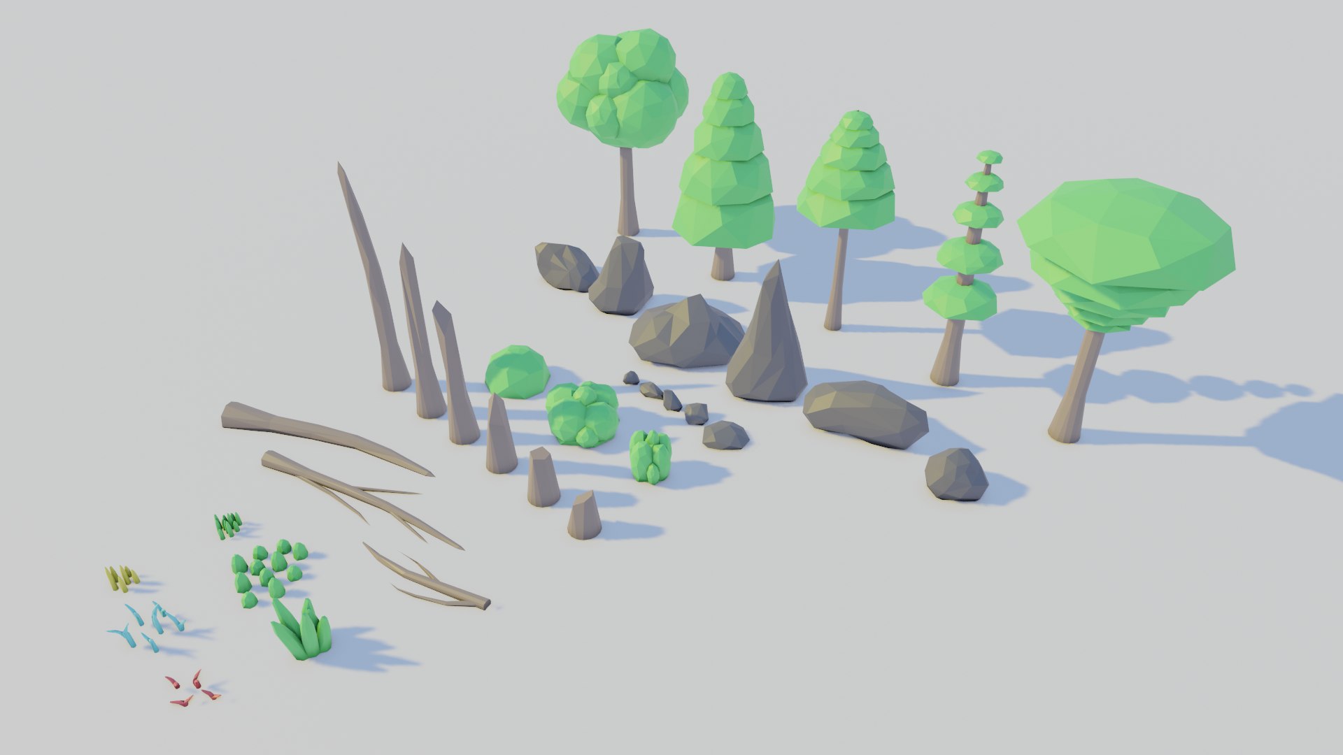 Low Poly Forest Assets Game-Ready Model - TurboSquid 1770551