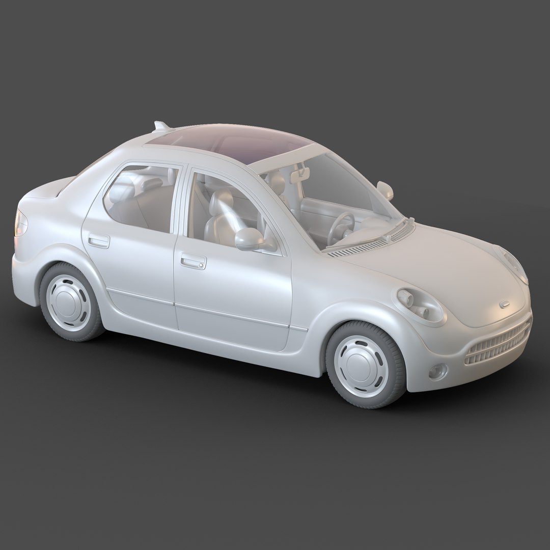 Cartoon Sedan Car 3D Model - TurboSquid 1966545