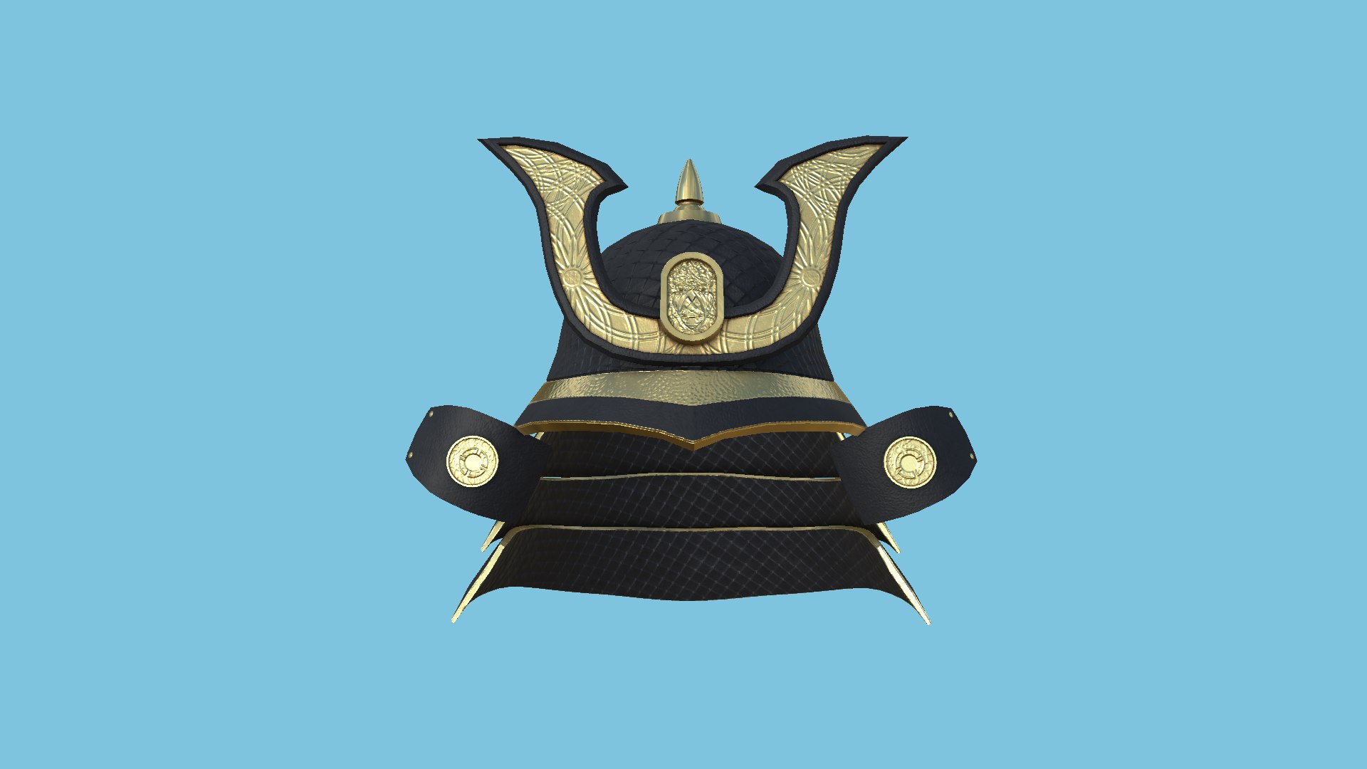 3D Samurai Helmet 02 Black Gold - Fantasy Character Design - TurboSquid ...