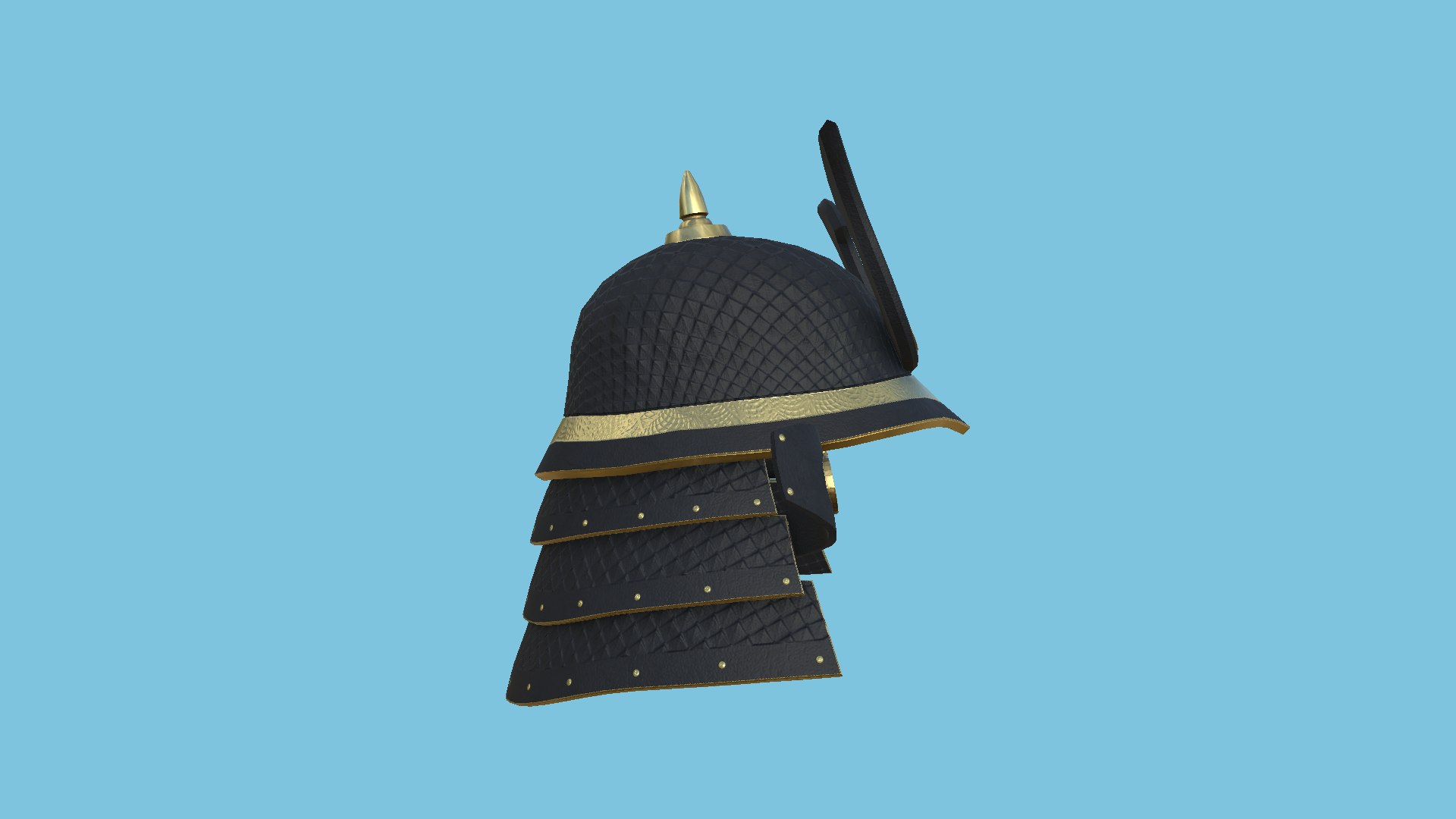 3D Samurai Helmet 02 Black Gold - Fantasy Character Design - TurboSquid ...