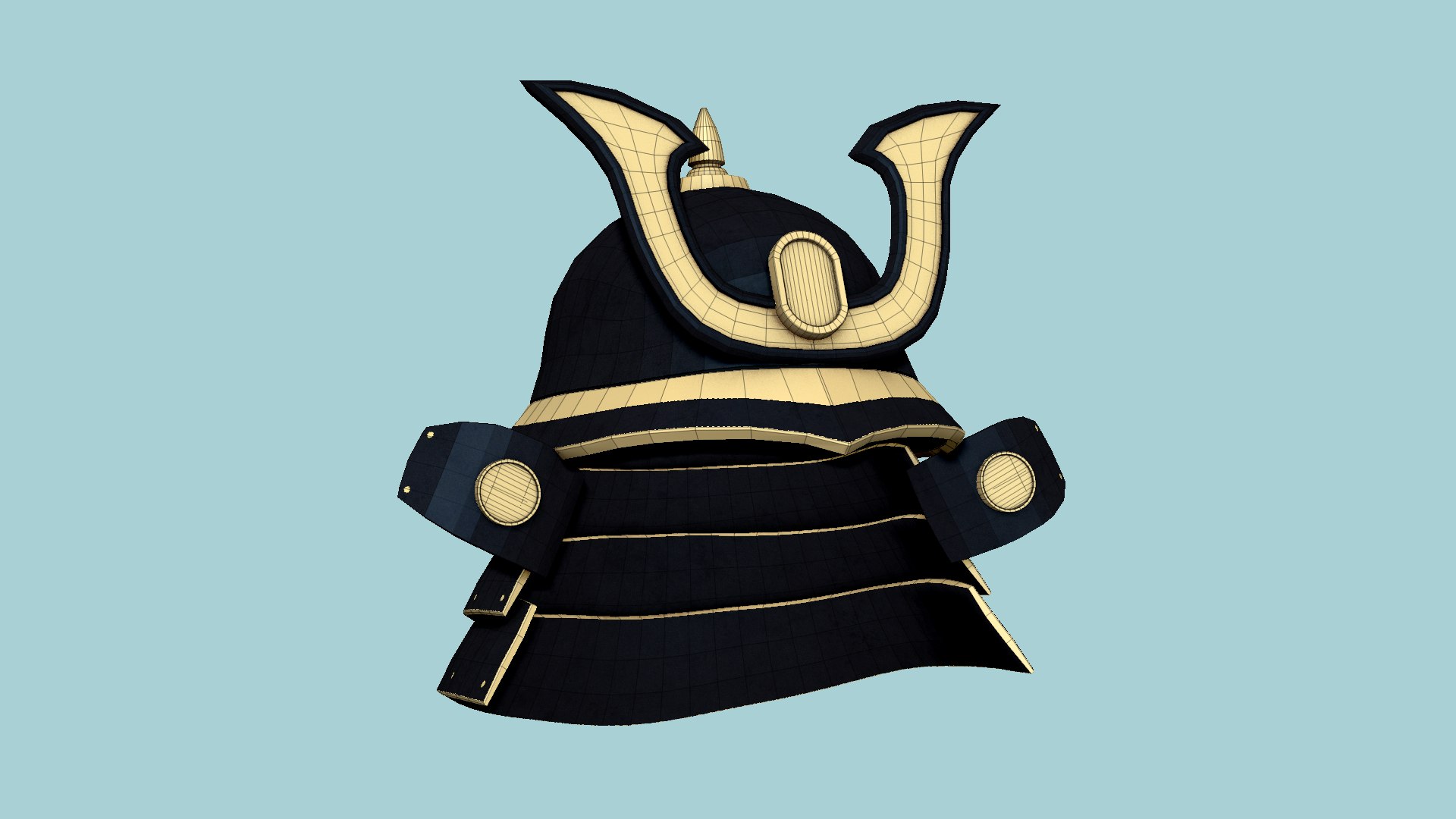 3D Samurai Helmet 02 Black Gold - Fantasy Character Design - TurboSquid ...