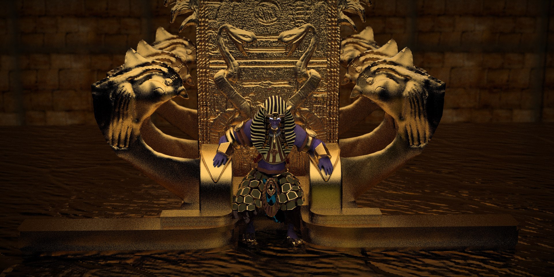 3D Cheapest Rigged Low Poly Pharoh Sitting On His Throne - TurboSquid ...