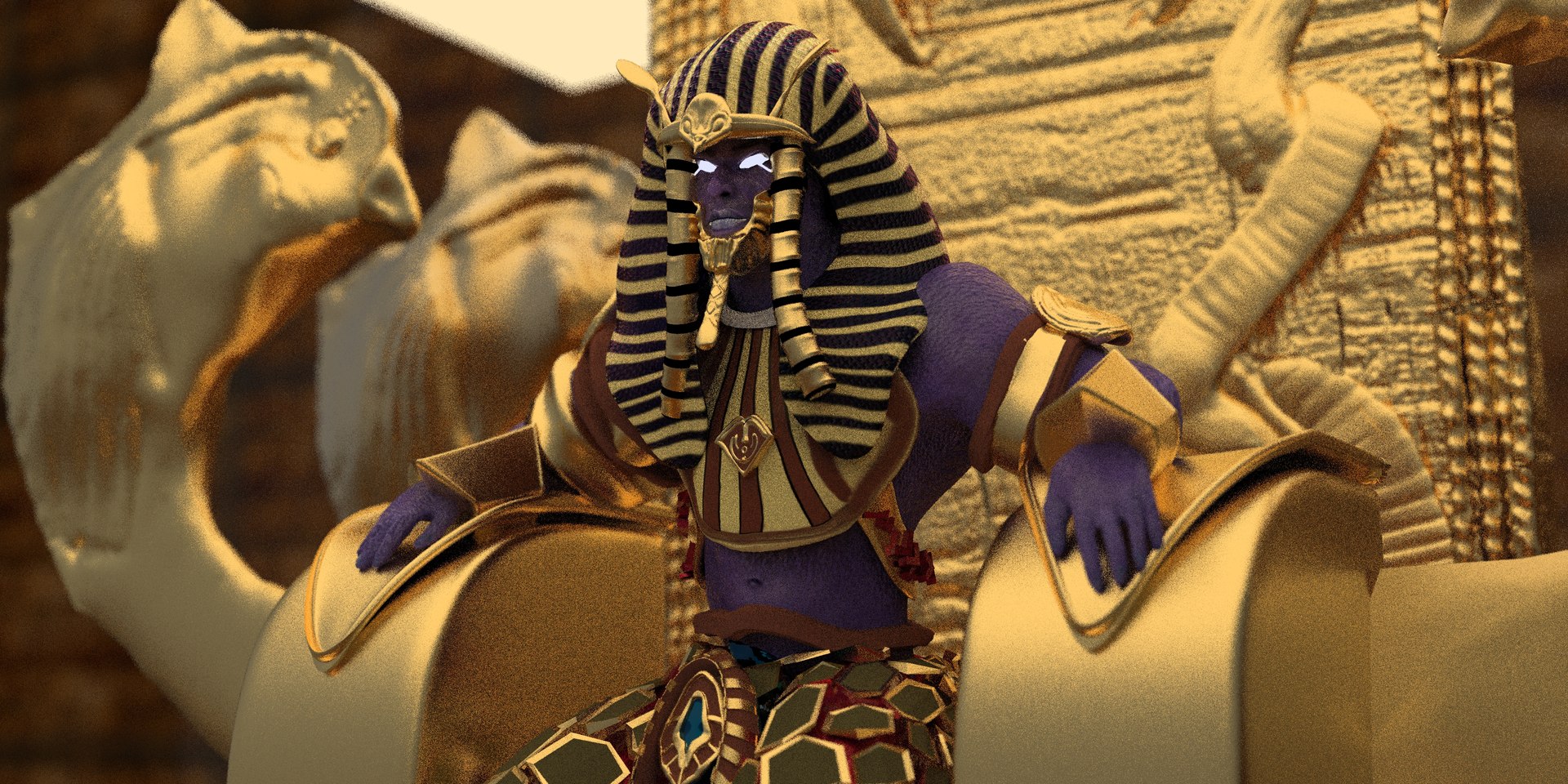 3D Cheapest Rigged Low Poly Pharoh Sitting On His Throne - TurboSquid ...