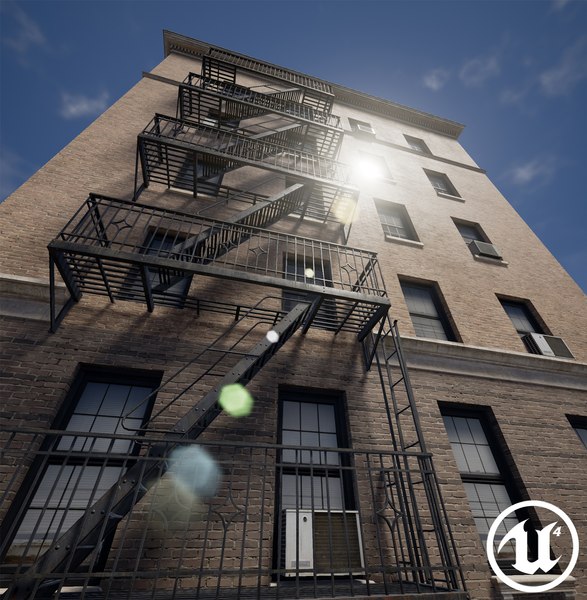 3d old brick building model